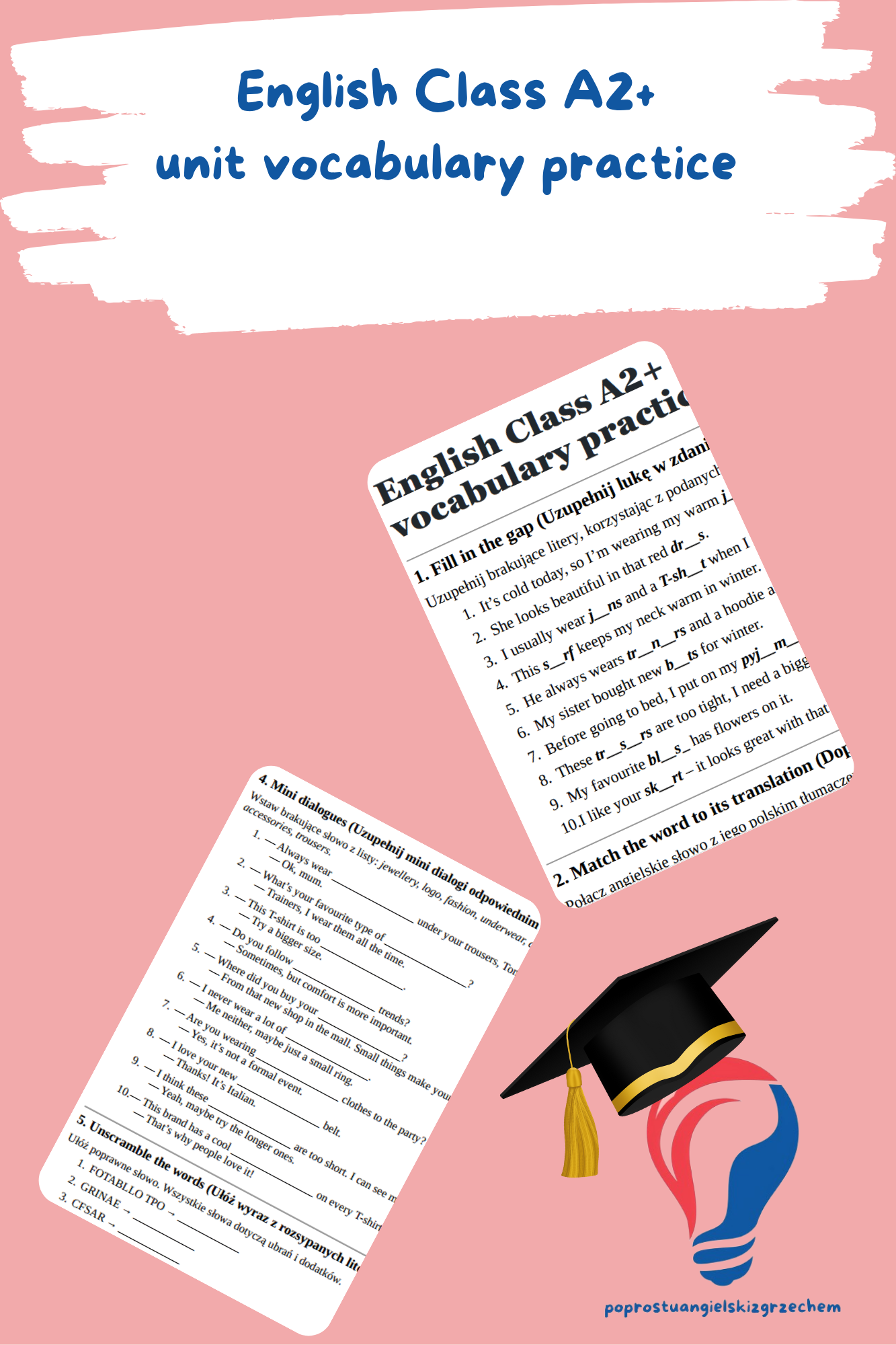 English Class A2+ – Unit 3 – vocabulary revision | ZłotyNauczyciel.pl